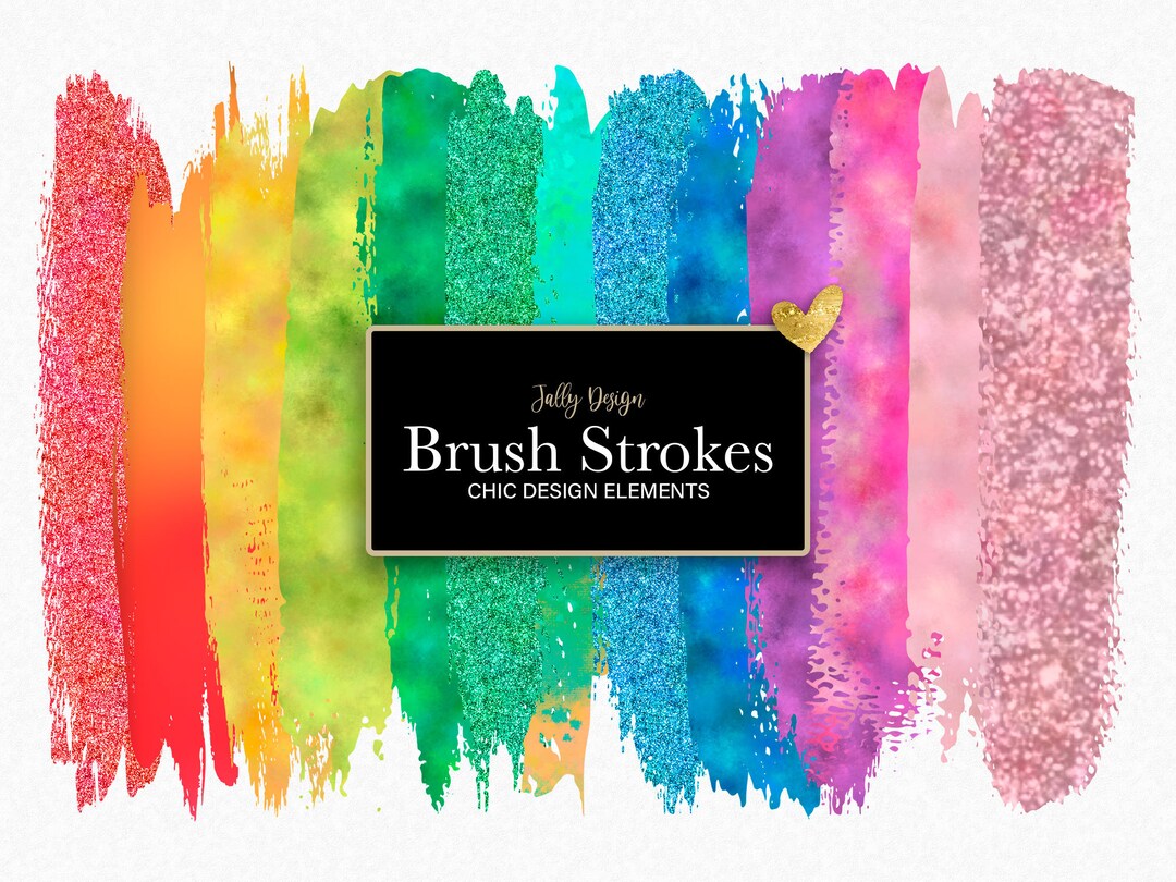 Rainbow Brush Strokes PNG - 80 Clip Art - Etsy