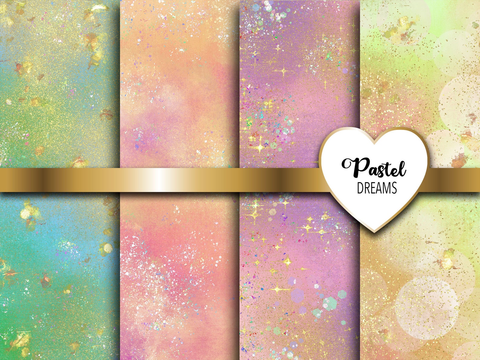 Pastel Dreams and Glitter Digital Paper Collection | Etsy