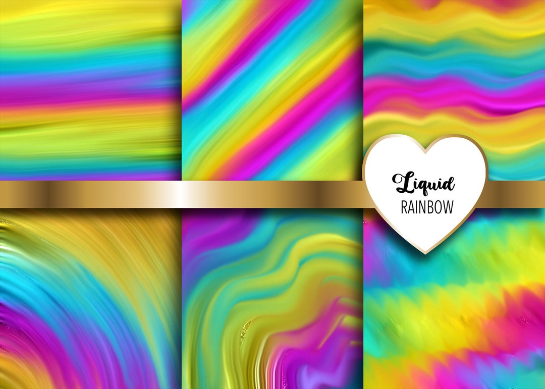 Liquid Neon Rainbow Digital Paper Collection - Etsy