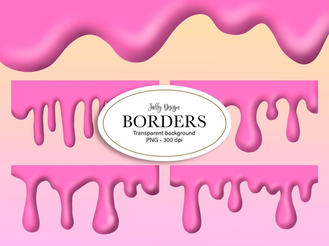 Borders Clip Art. Pink Dripping Borders Overlays. Decorative Edges ...