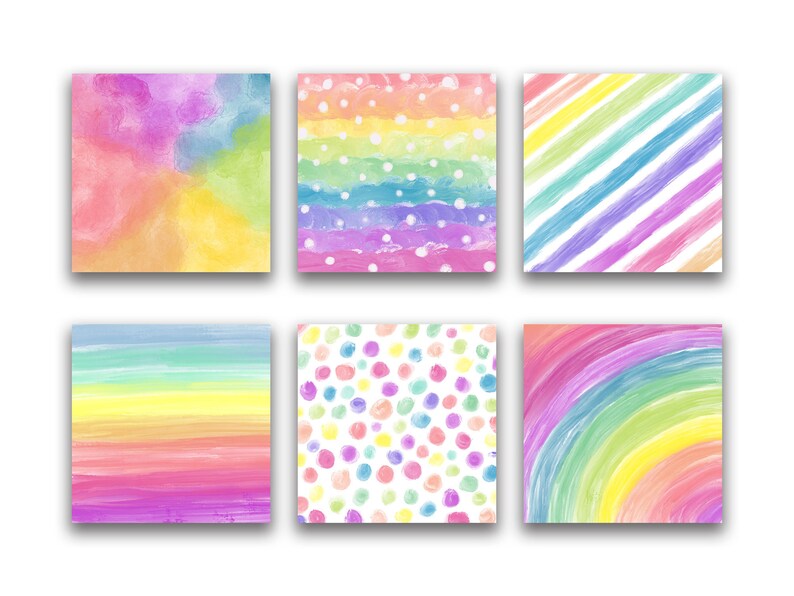 Rainbow Watercolor Digital Paper Collection - Etsy
