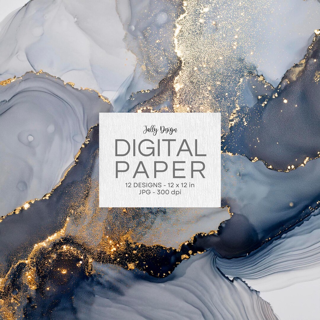 Luxury Gray Alcohol Ink Background With Sparkling Golden Glitter ...