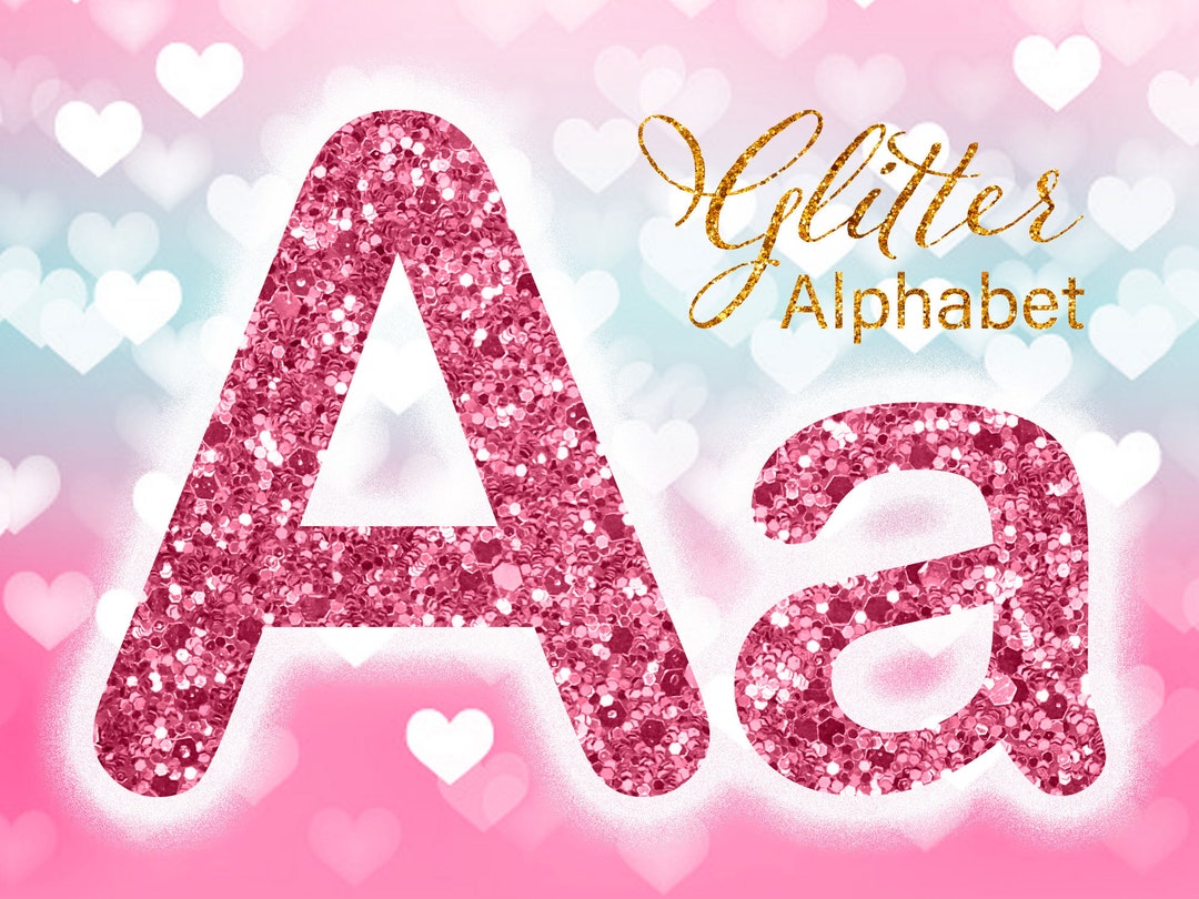 Pink Glitter Alphabet PNG - Etsy