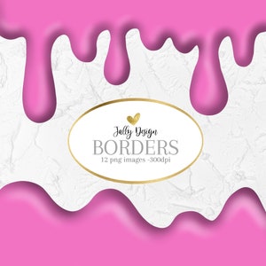 Borders Clip Art. Pink Dripping Borders Overlays. Decorative Edges ...