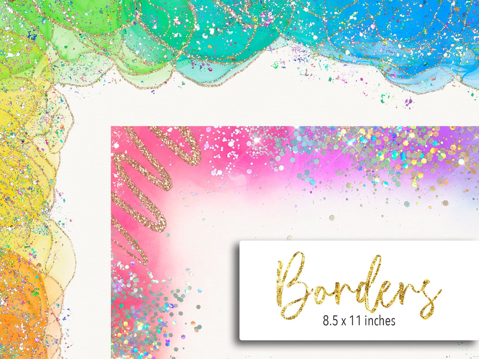 Glitter Rainbow Letter Size Borders - Etsy