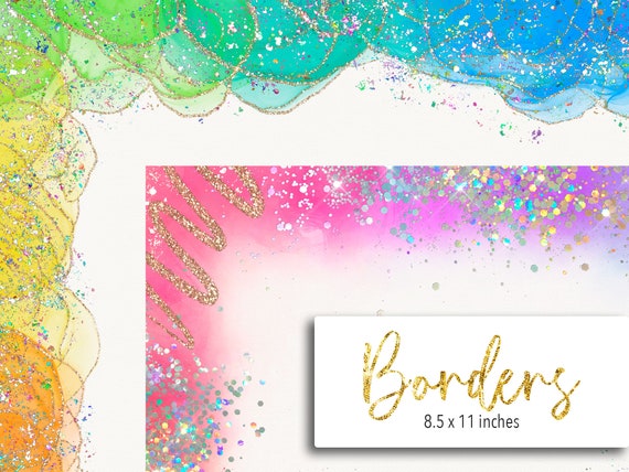 Glitter Rainbow Letter Size Borders - Etsy