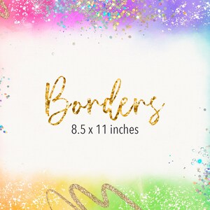 Glitter rainbow letter size borders | Etsy