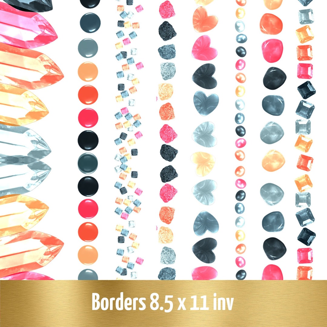 Pastel Crystals Frames. Gemstone Borders. 8.5 X 11 In - Etsy