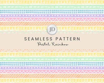 Pastel Rainbow Digital Paper, Soft Color Seamless Pattern, Colorful ...