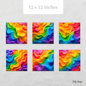 Vibrant Rainbow Acrylic Paint Textures. Digital Paper Collection ...