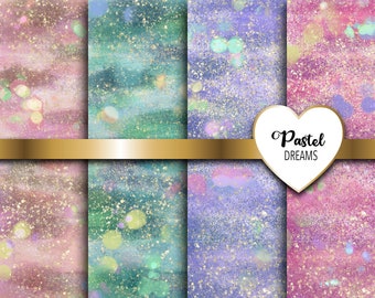 Pastel Dreams and Glitter Digital Paper Collection | Etsy