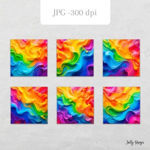 Vibrant Rainbow Acrylic Paint Textures. Digital Paper Collection ...