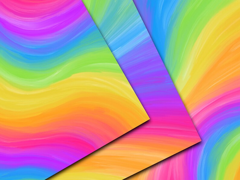 Rainbow Abstract Painting Digital Paper Collection - Etsy