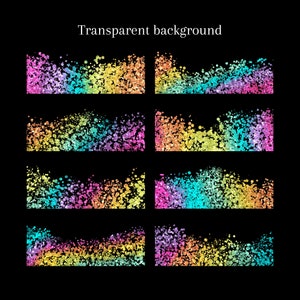 Rainbow Glitter Confetti Borders Clip Art. Shiny Crystals Border ...