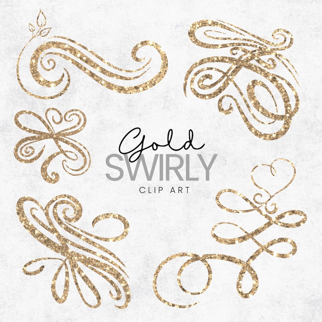 Abstract Shapes Clip Art - Golden Glitter - PNG Graphics - Etsy