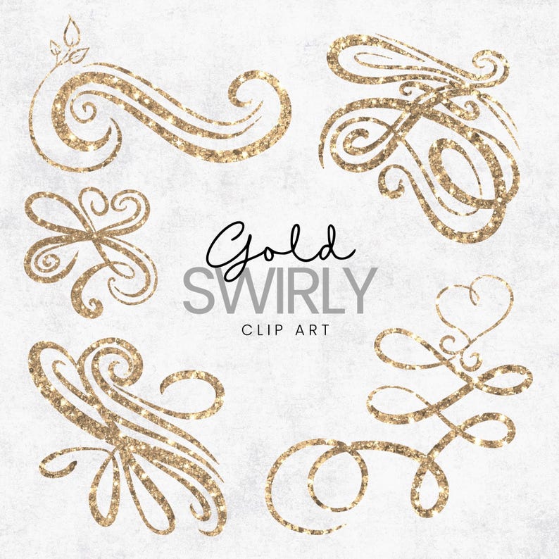 Abstract Shapes Clip Art - Golden Glitter - PNG Graphics - Etsy