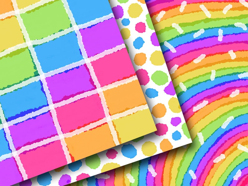 Rainbow Digital Paper Collection | Etsy