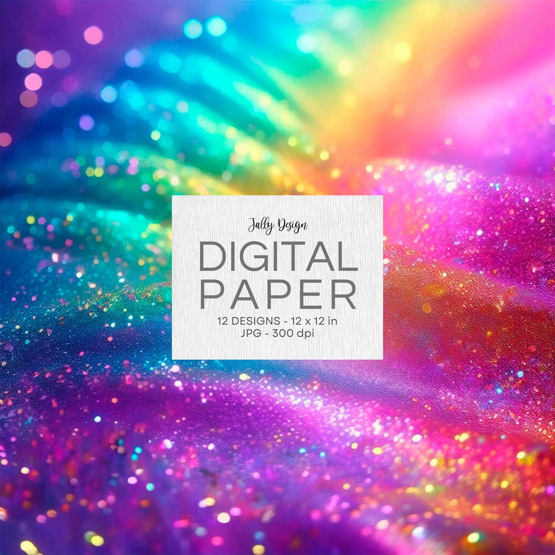 Rainbow Sparkling Glitter Digital Paper Collection - Etsy