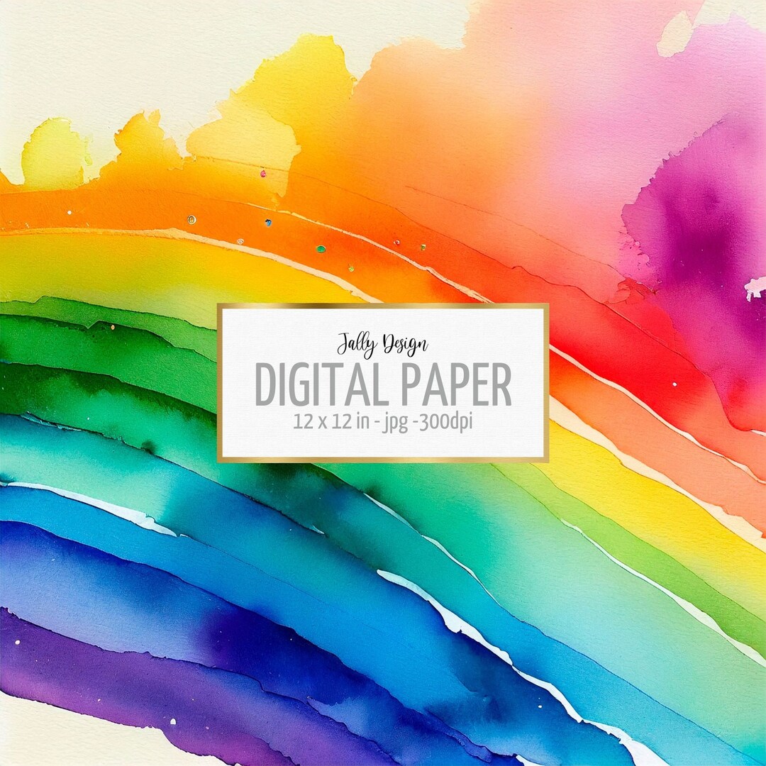 Vivid Rainbow Watercolor Digital Paper. Rainbow Brush Strokes ...