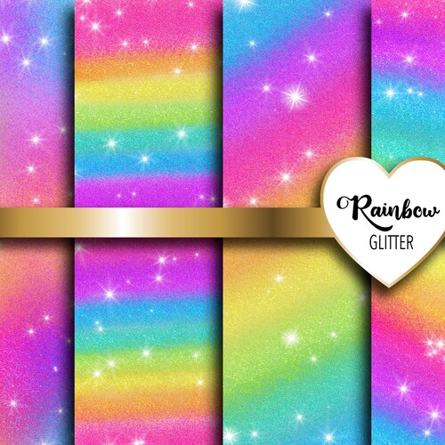 Glitter Rainbow Digital Paper Collection - Etsy