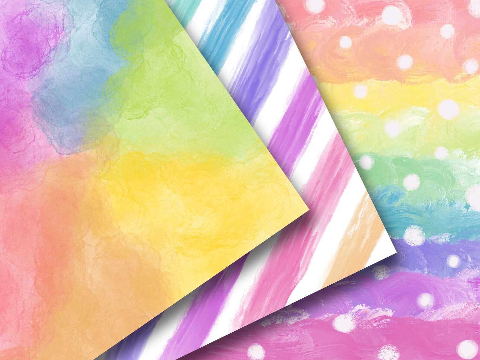 Rainbow Watercolor Digital Paper Collection - Etsy