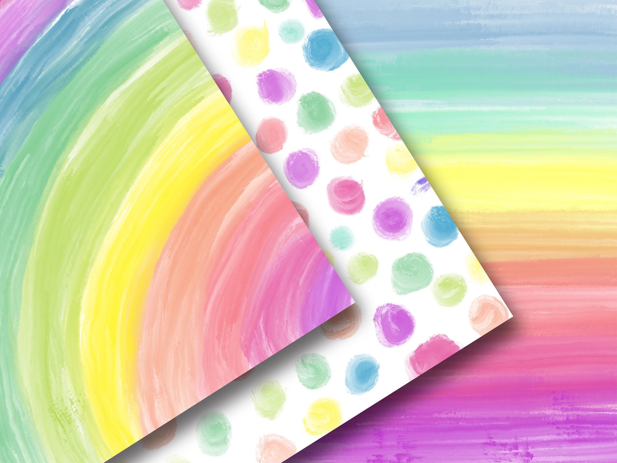 Rainbow Watercolor Digital Paper Collection - Etsy