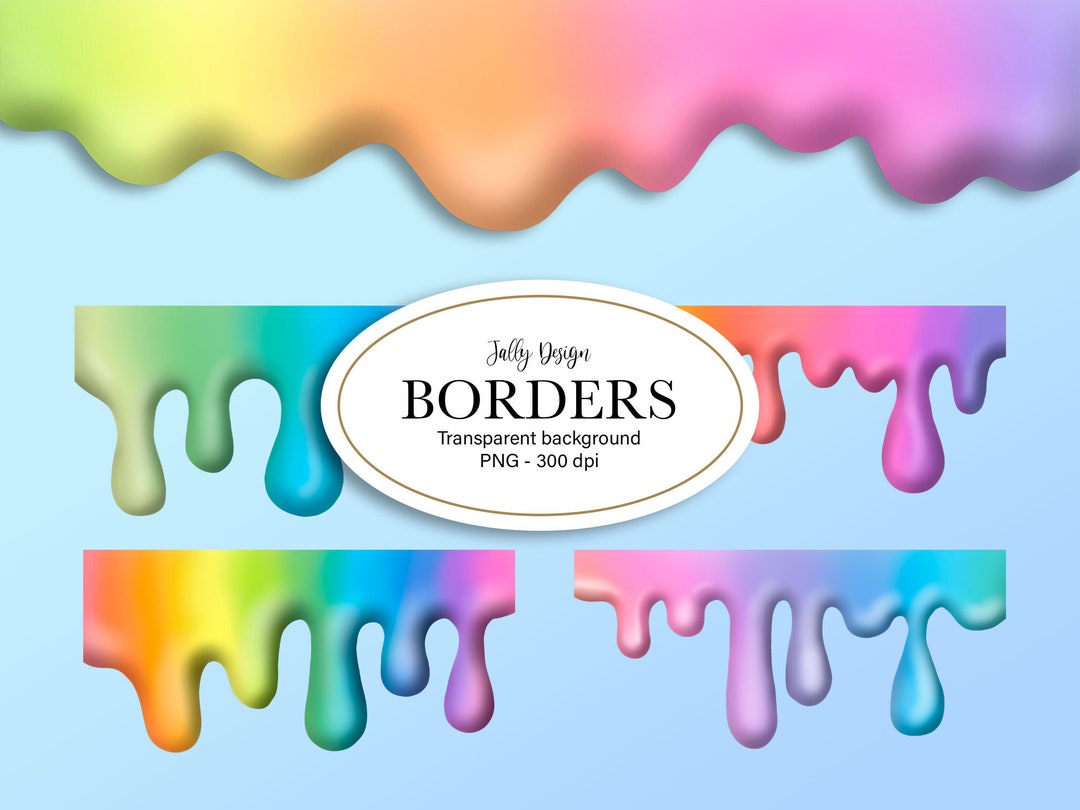Rainbow Dripping Borders Clip Art. Colorful Frames Clipart. - Etsy