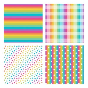 Rainbow Geometric Patterns Digital Paper Collection - Etsy