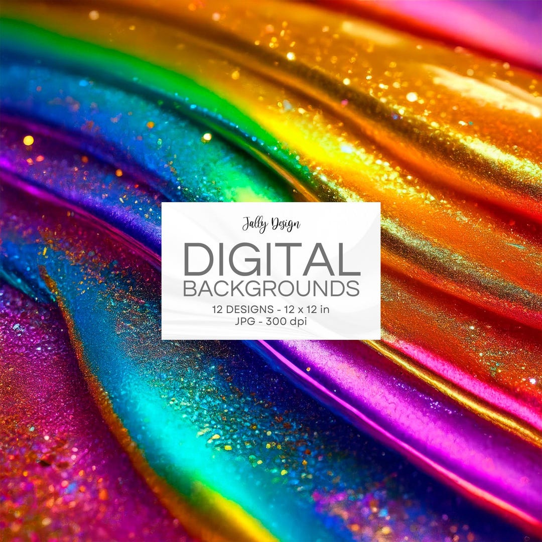 Magic Rainbow Metallic Textures, Digital Paper Collection. - Etsy