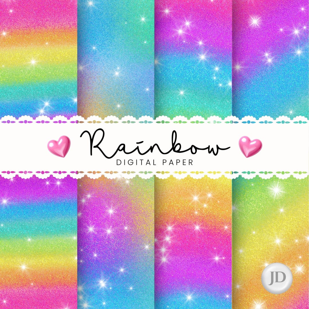 Glitter Rainbow Digital Paper Collection - Etsy
