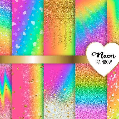 Bright Rainbow Watercolor Digital Paper Watercolour Texture - Etsy