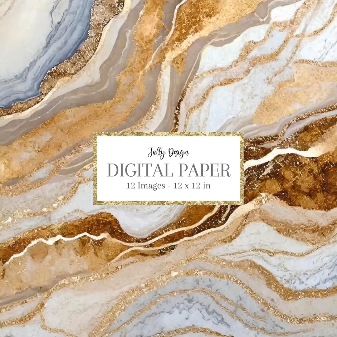 Jeweled, Luxury Golden Marble and Alcohol Ink Digital Paper. Glamorous ...