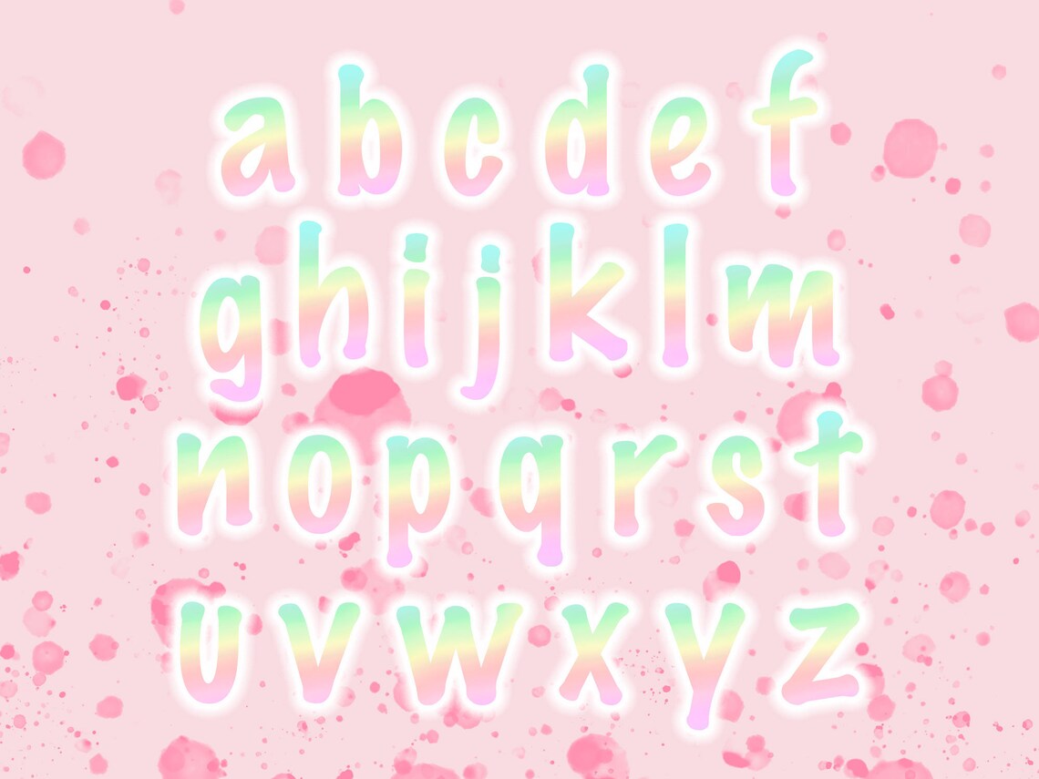 Alphabet - Pastel Rainbow Gradient - PNG Graphics - Etsy