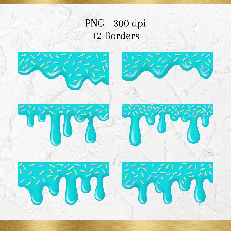 Blue Dripping Ice Cream Borders PNG - Decorative Overlays Clip Art Set ...