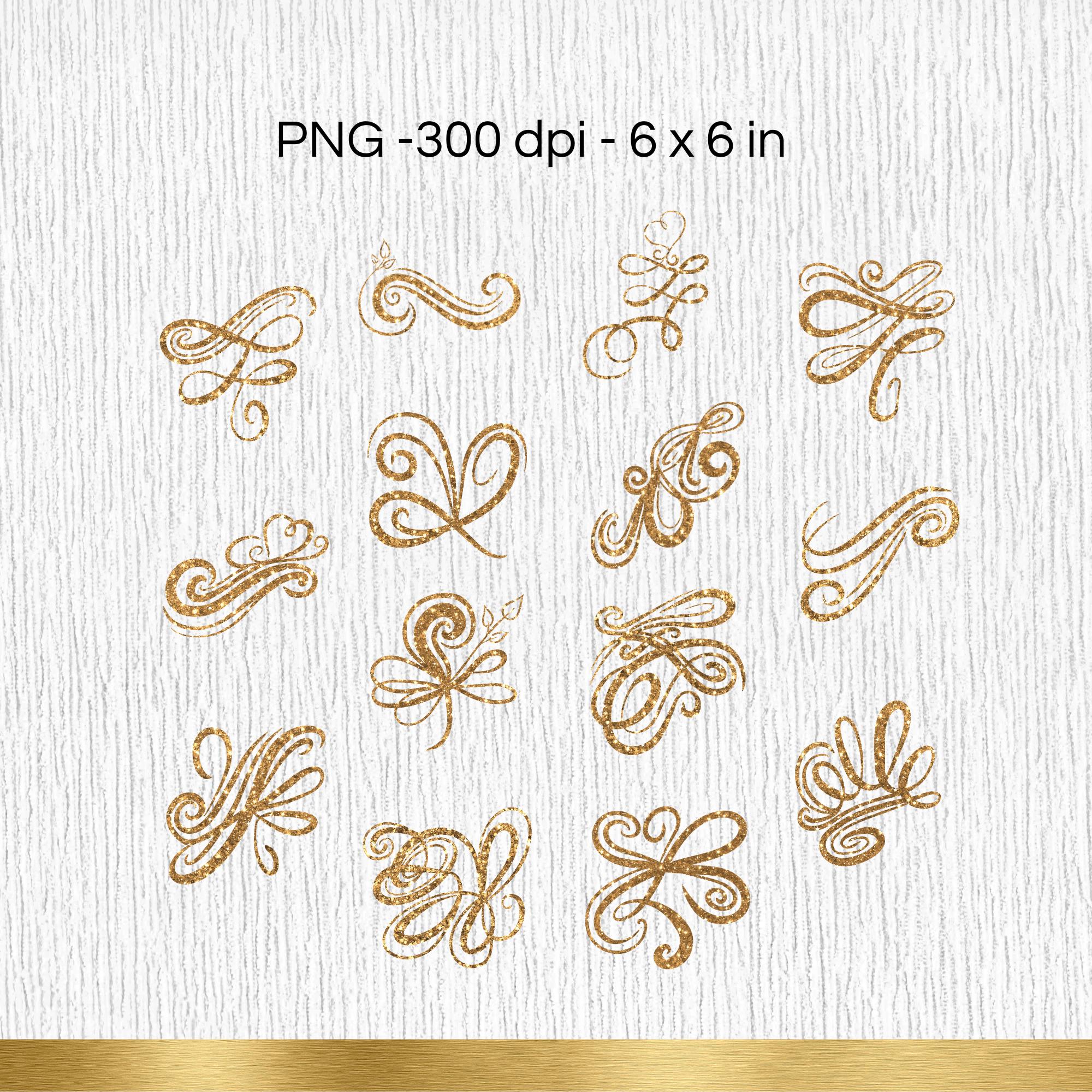 Abstract Shapes Clip Art - Golden Glitter - PNG Graphics - Etsy