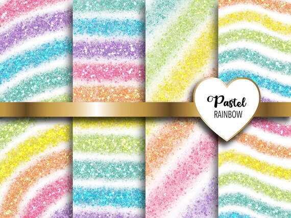 Pastel Glitter Rainbow Digital Paper Collection - Etsy
