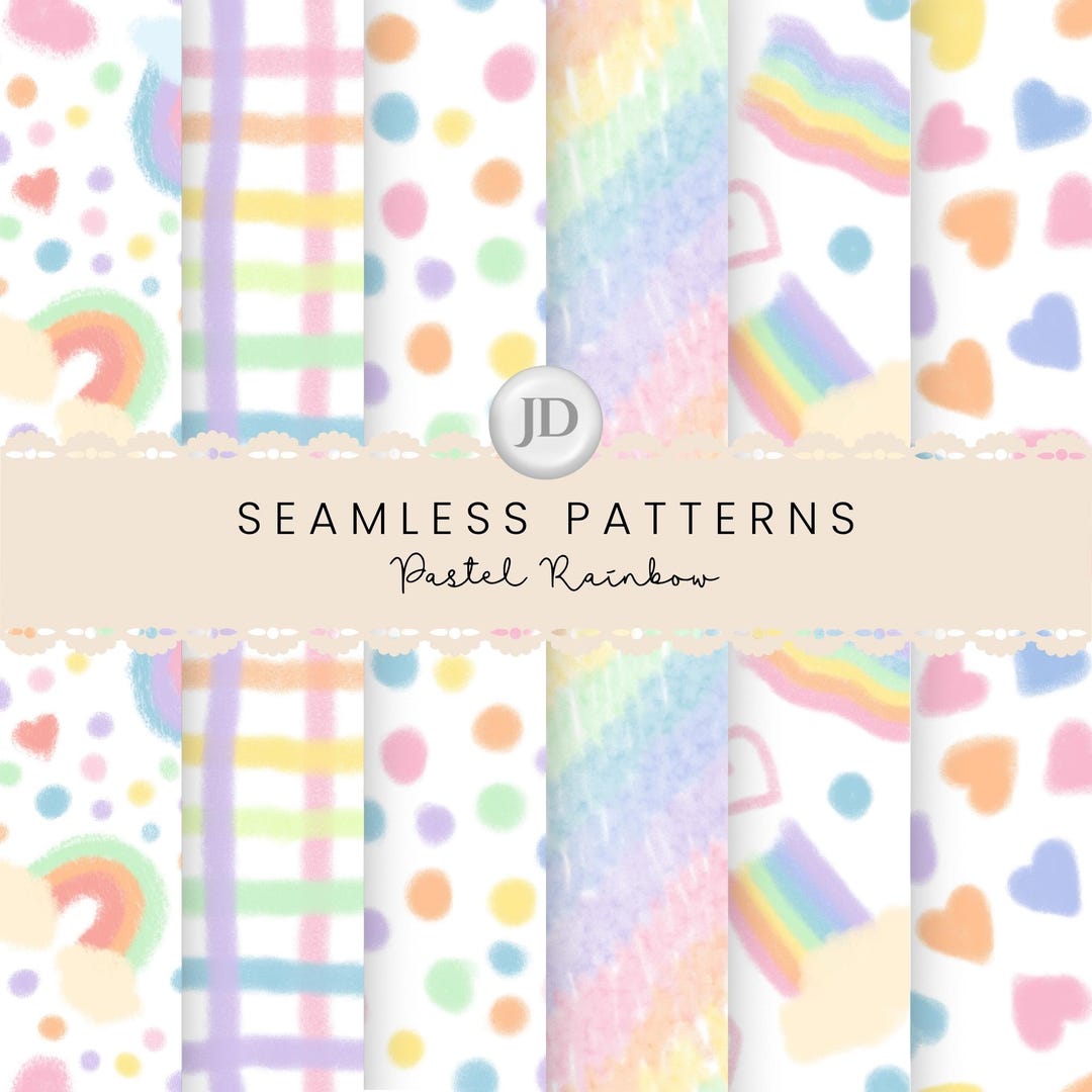 Nursery Pastel Rainbow Seamless Pattern Collection - Etsy