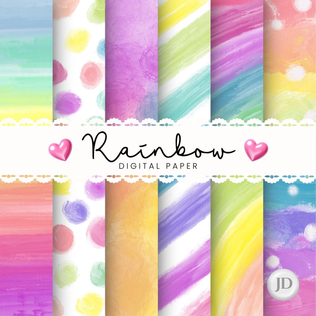Rainbow Watercolor Digital Paper Collection - Etsy
