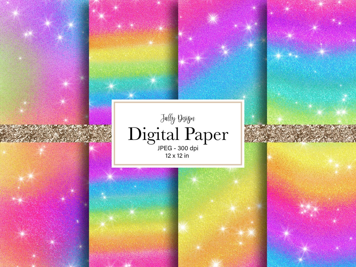 Glitter Rainbow Digital Paper Collection - Etsy