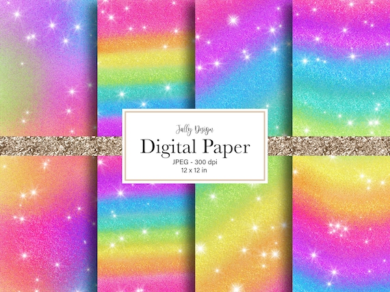 Glitter Rainbow Digital Paper Collection - Etsy