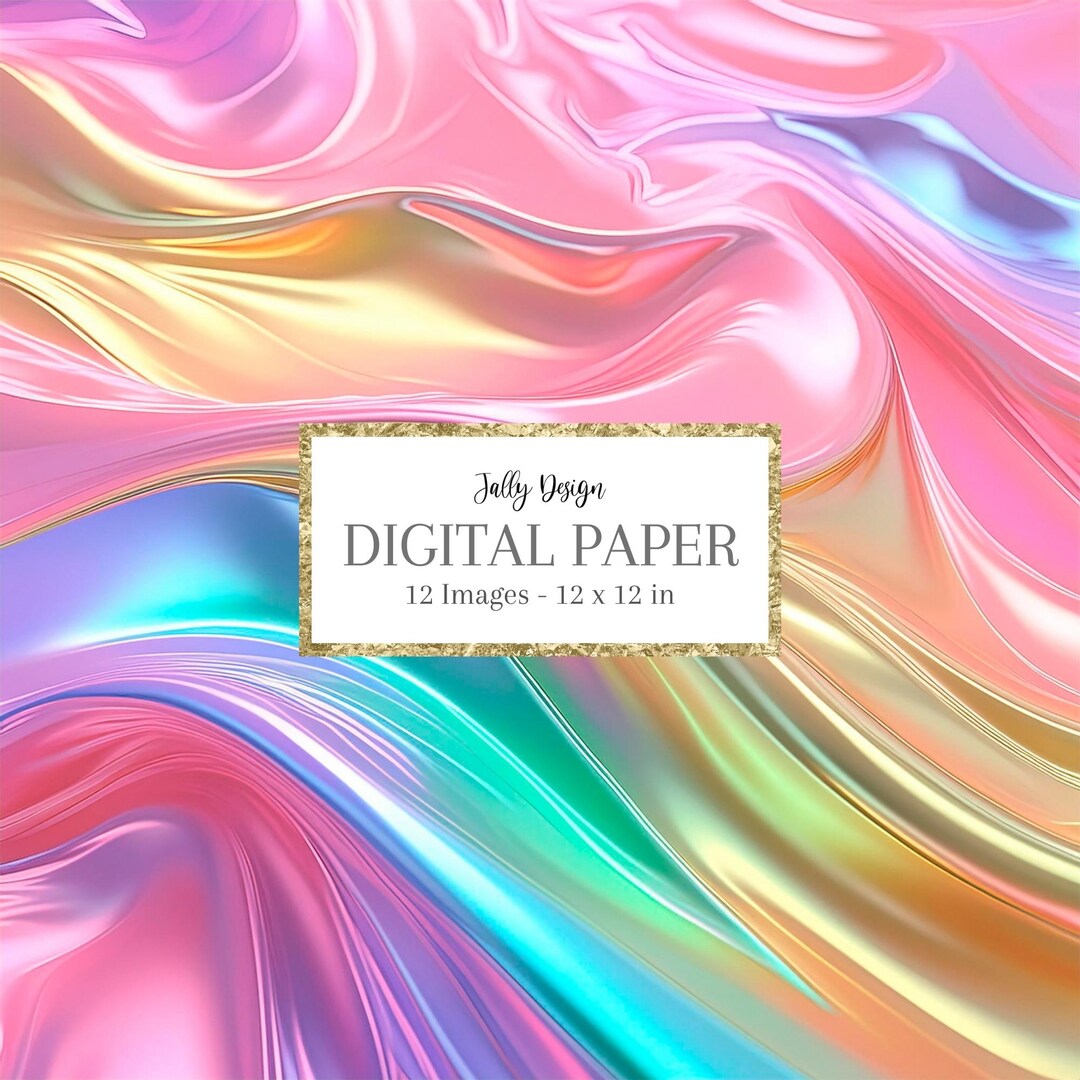 Pastel Rainbow, Metallic Foil Texture Backgrounds. Digital Paper ...