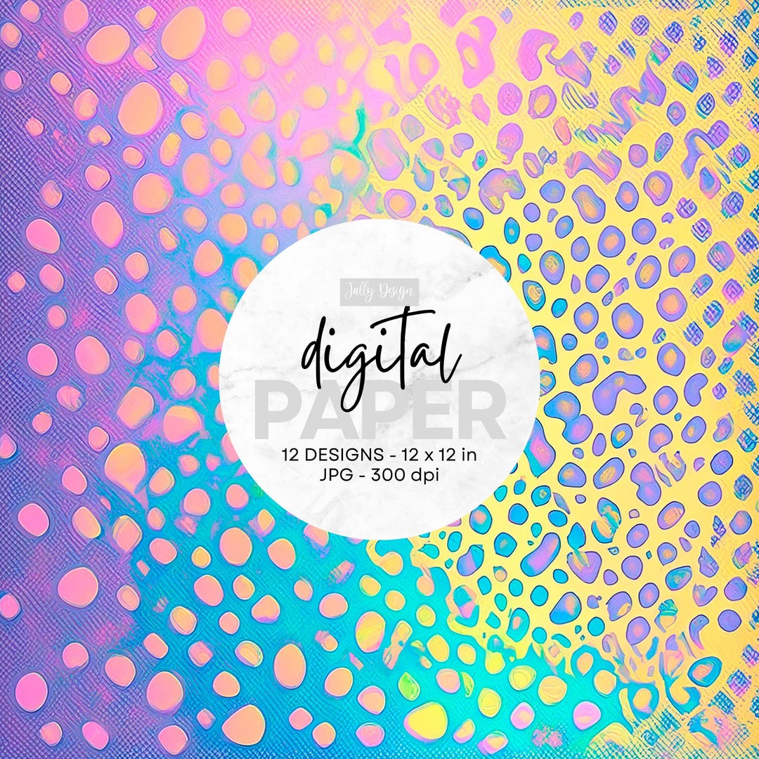 Rainbow Glitzy Leopard Spots Digital Paper. Colorful Animal Print ...