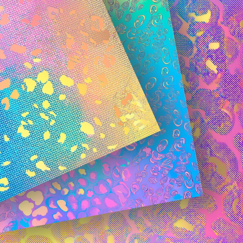 Rainbow Glitzy Leopard Spots Digital Paper. Colorful Animal Print ...