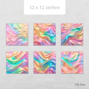 Pastel Rainbow, Metallic Foil Texture Backgrounds. Digital Paper ...