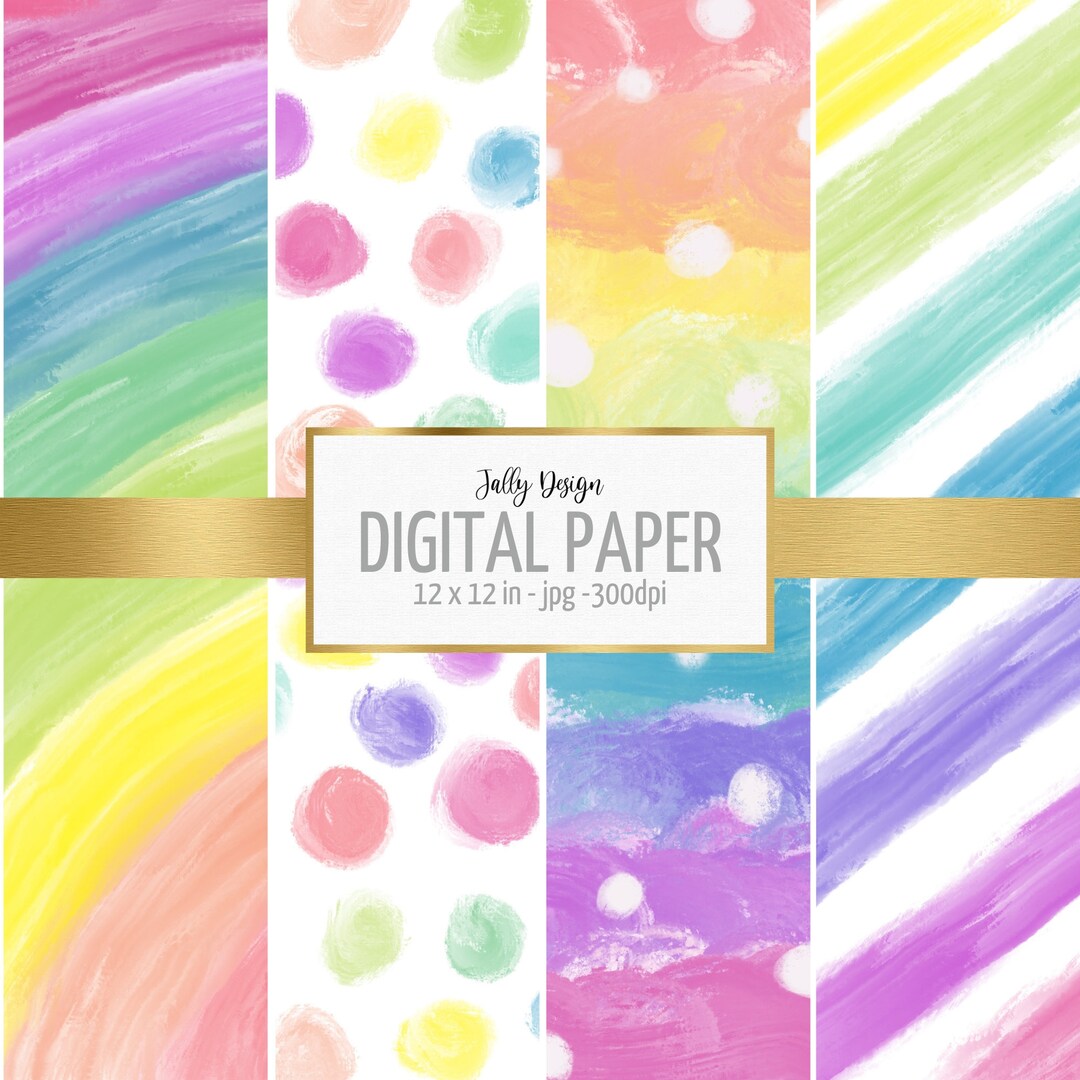 Rainbow Watercolor Digital Paper Collection - Etsy