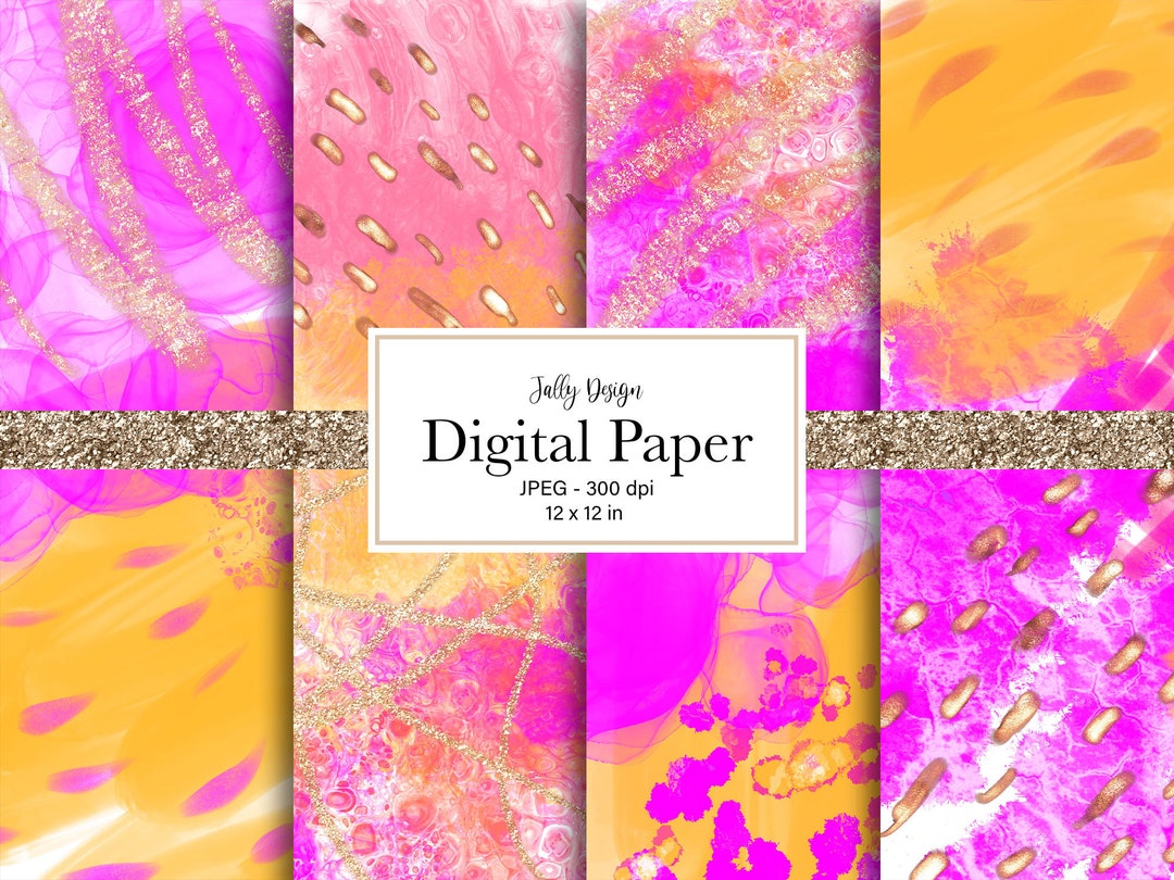 Colección de papel digital de tinta de alcohol de lujo rosa - Etsy México