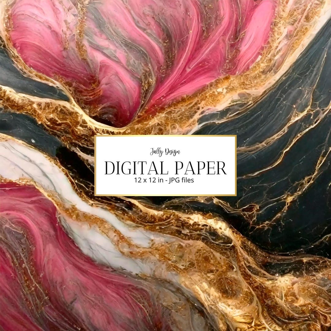 Luxury Black & Pink Alcohol Ink Digital Paper. Elegant Jeweled ...