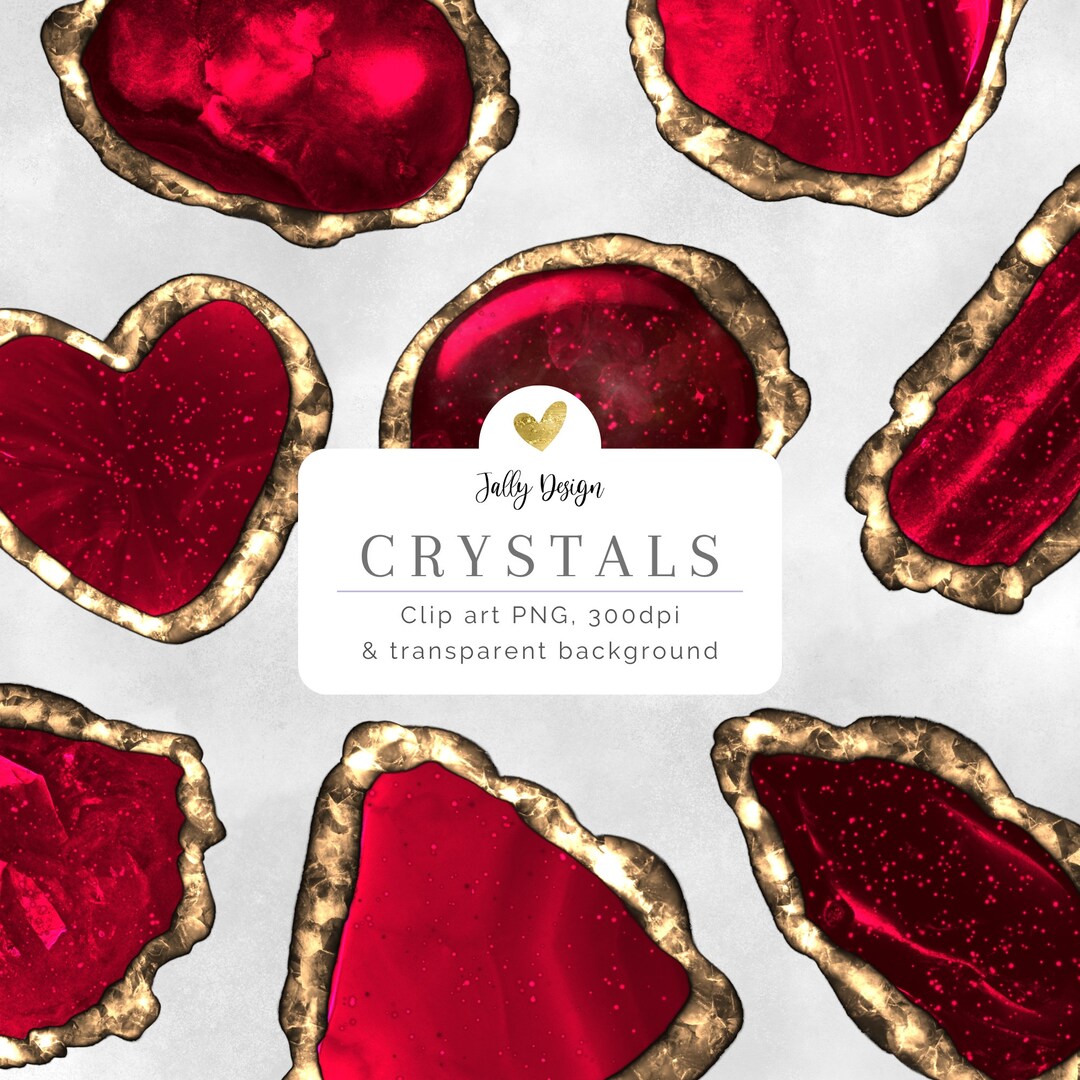 Red Ruby Crystals Clip Art. Precious Gemstones With Gold Border Clipart ...