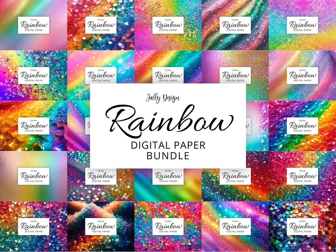 Rainbow Glitter Digital Paper Bundle - Etsy