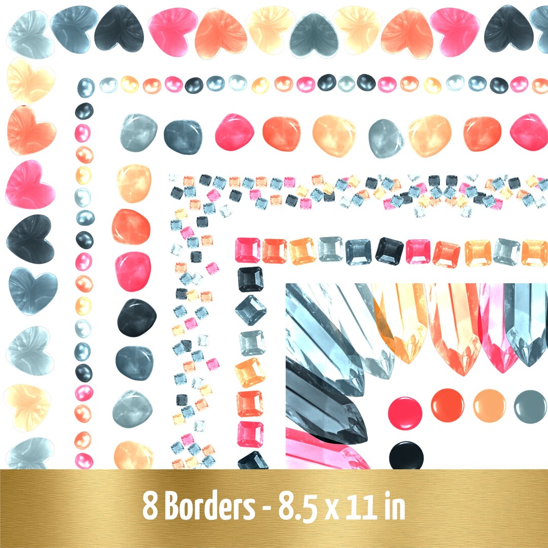 Pastel Crystals Frames. Gemstone Borders. 8.5 X 11 In - Etsy